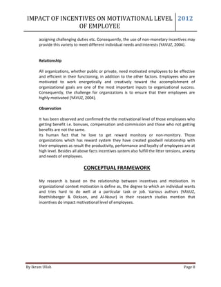 Impact of incentives on motivation level of employee (2) | DOCX
