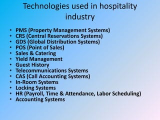 Impact of information tech on hospitality industry | PPTX