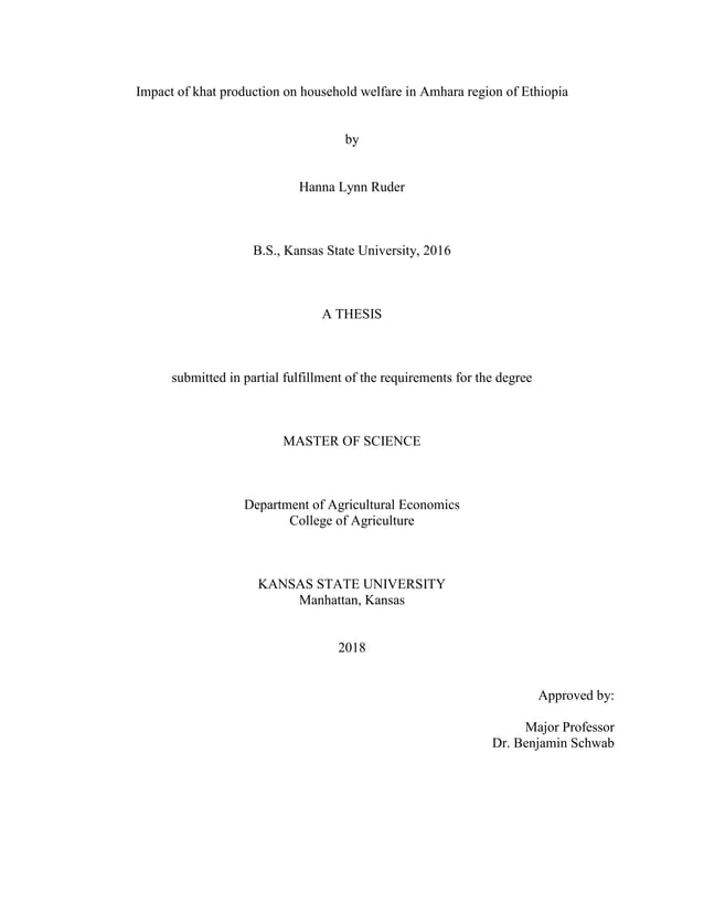 Impact of khat production on household welfare in Amhara region of ...