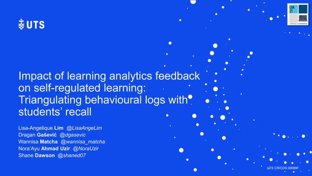 Impact of learning analytics feedback on self regulated learning | PPTX | Education industry ...