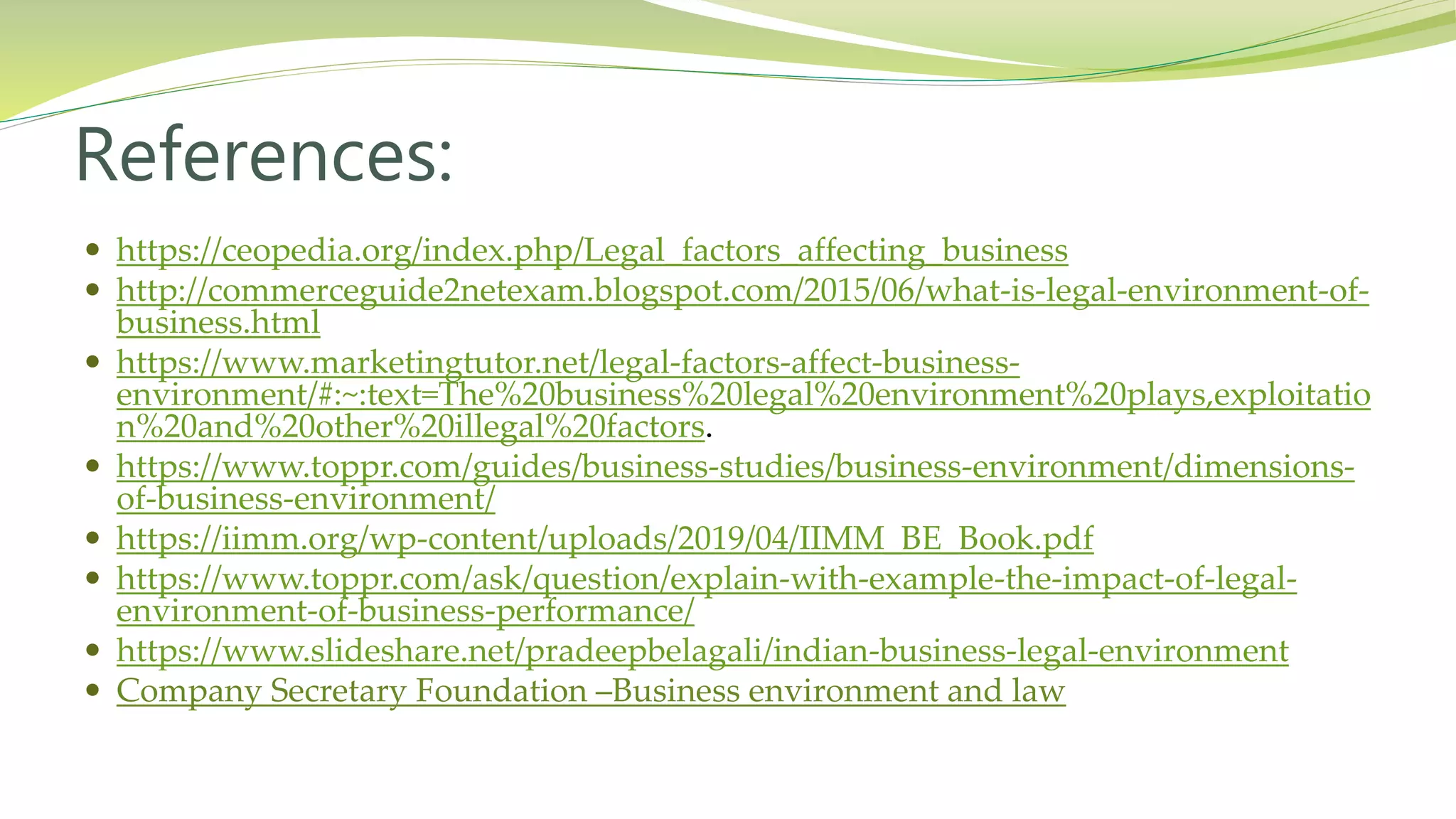 Impact of legal factors on the business environment | PPTX