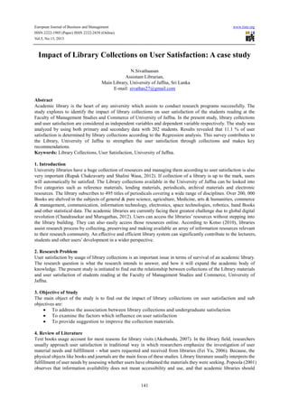 Impact of Library Collections on User Satisfaction | PDF