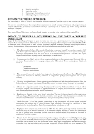 Impact Of M&A On Employees & Working Conditions | PDF