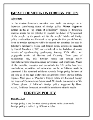 Impact of media on foreign policy | DOCX