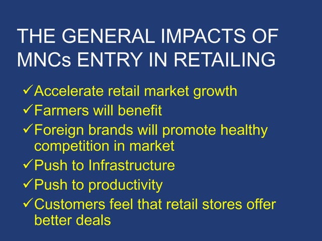 Impact of mnc on retail market employement generation | PPT