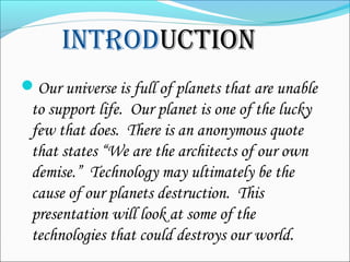Impact of modern technology on the Environment | PPT