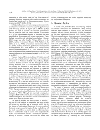 Impact of Motivational Factors on the Work Results of Lecturers at Vietnam National University ...