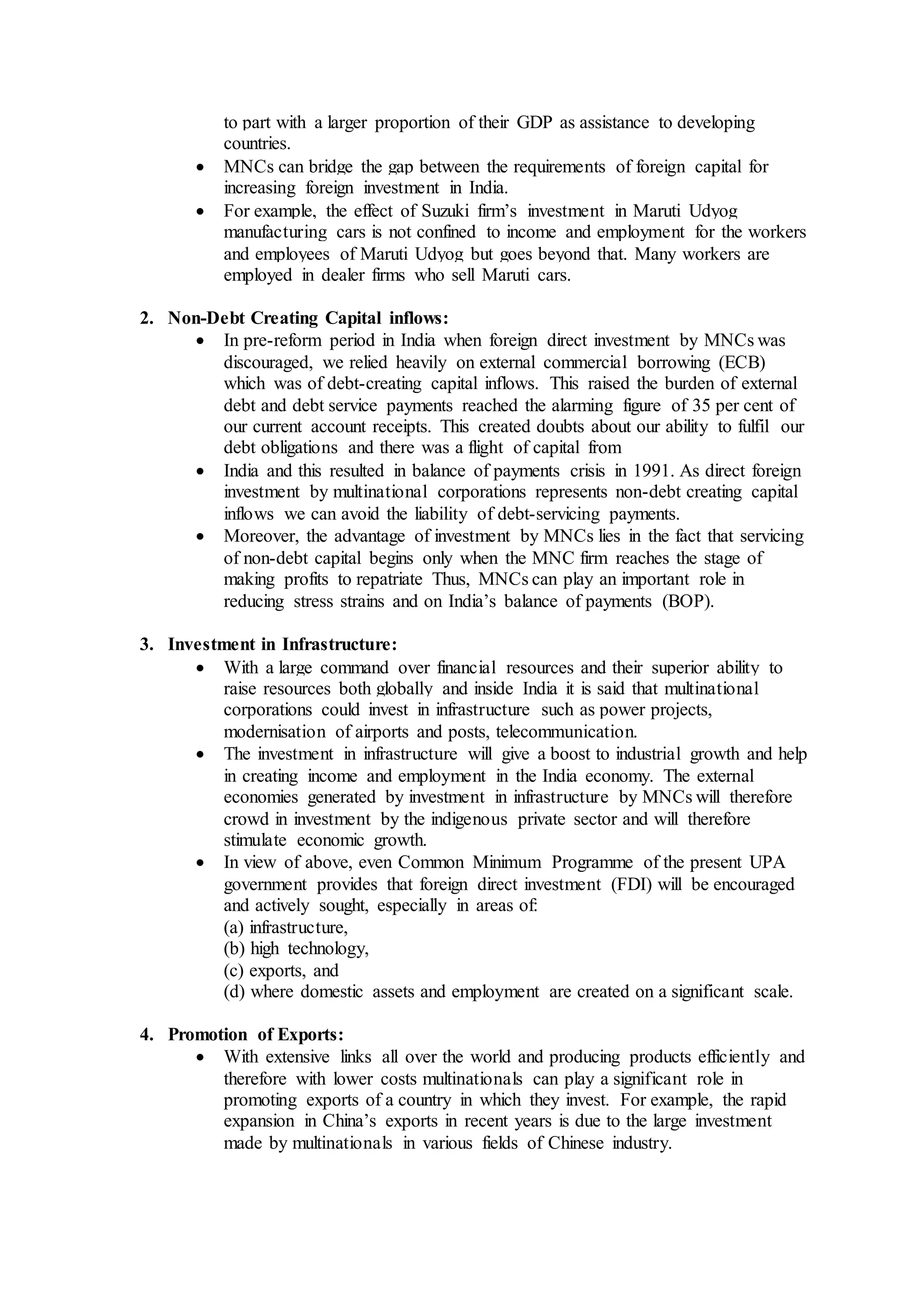 Impact of multinational corporations on Indian economy | DOCX