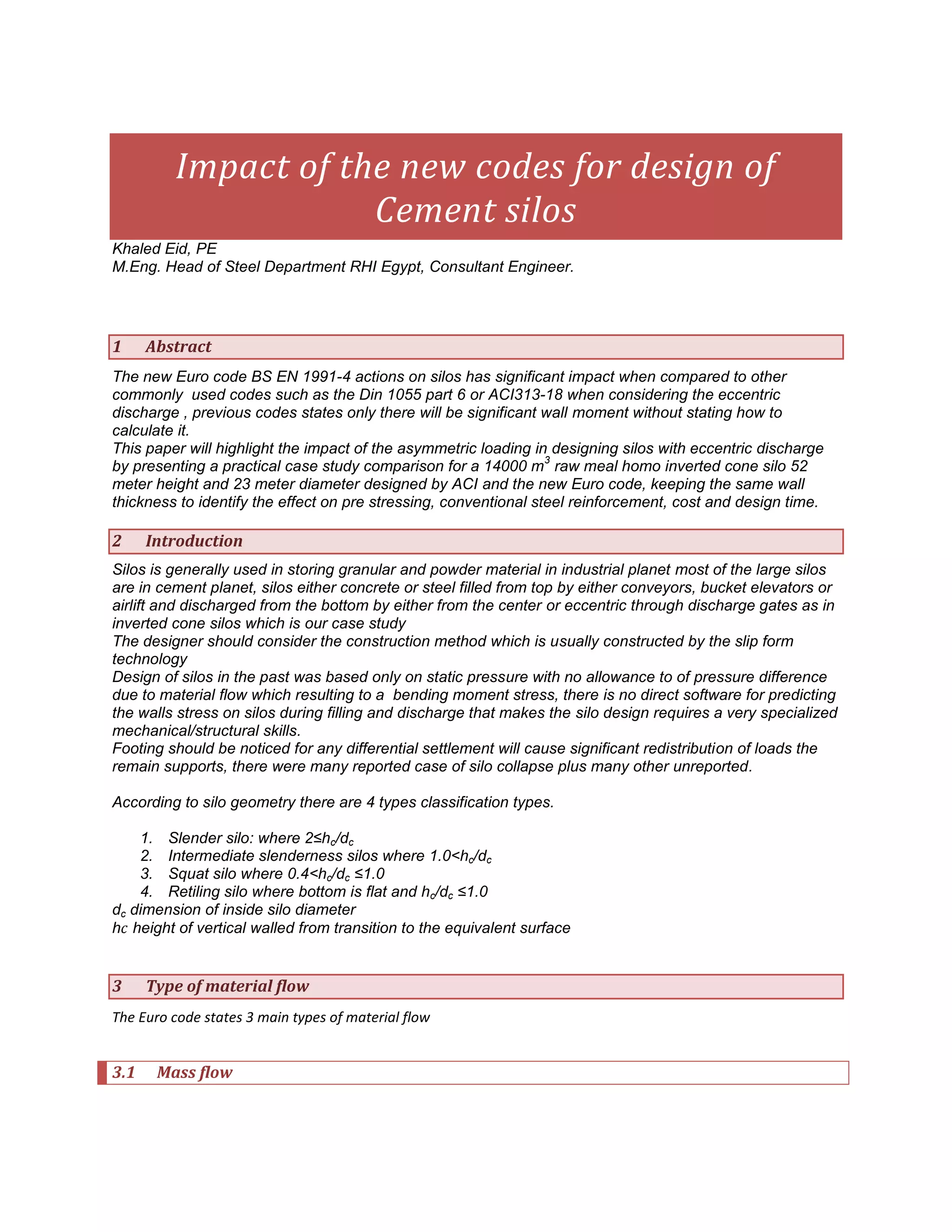 Impact of new codes in silos design | DOCX