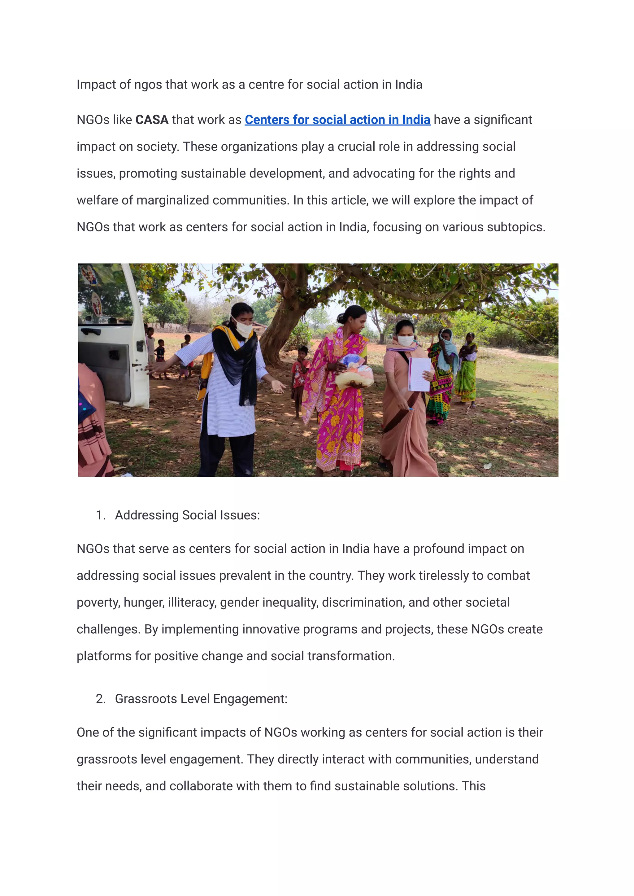 Impact of ngos that work as a centre for social action in India.pdf
