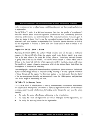 Impact of octapace model on banking employees a comparative study of ...