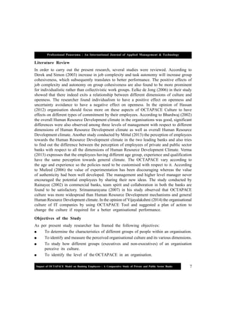 Impact of octapace model on banking employees a comparative study of ...