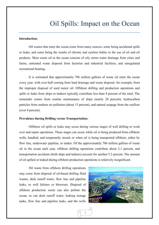 Impact of oil spills to environment | DOCX