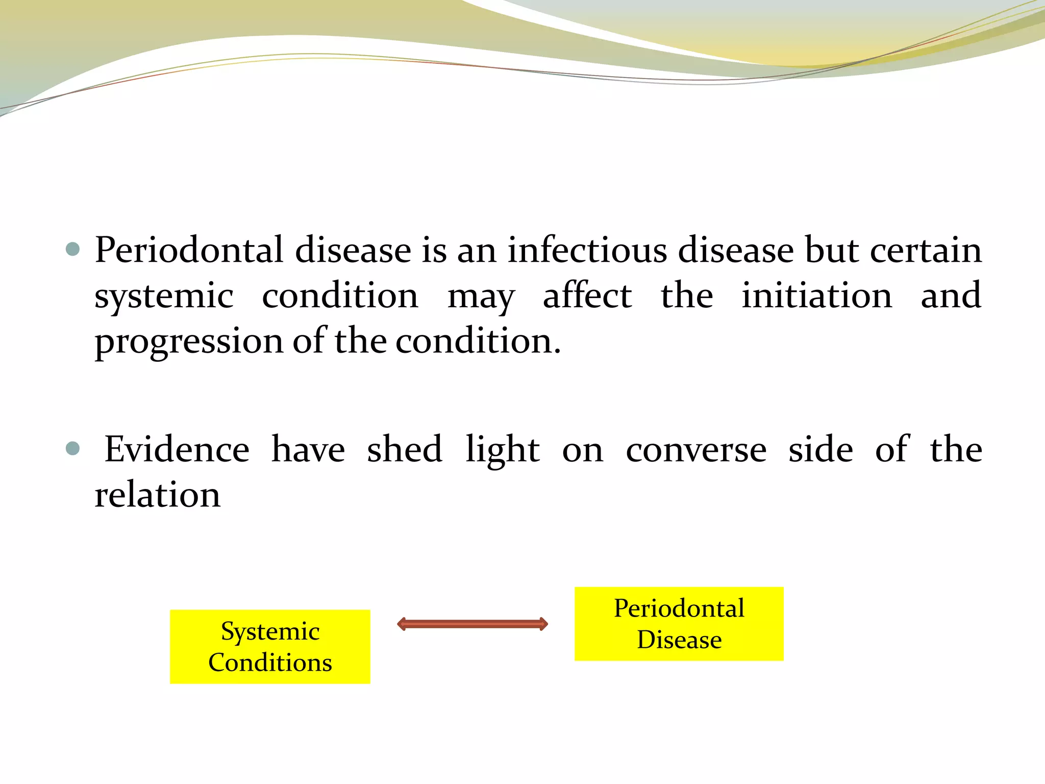 Periodontal Medicine: Impact of periodontal disease on systemic health ...