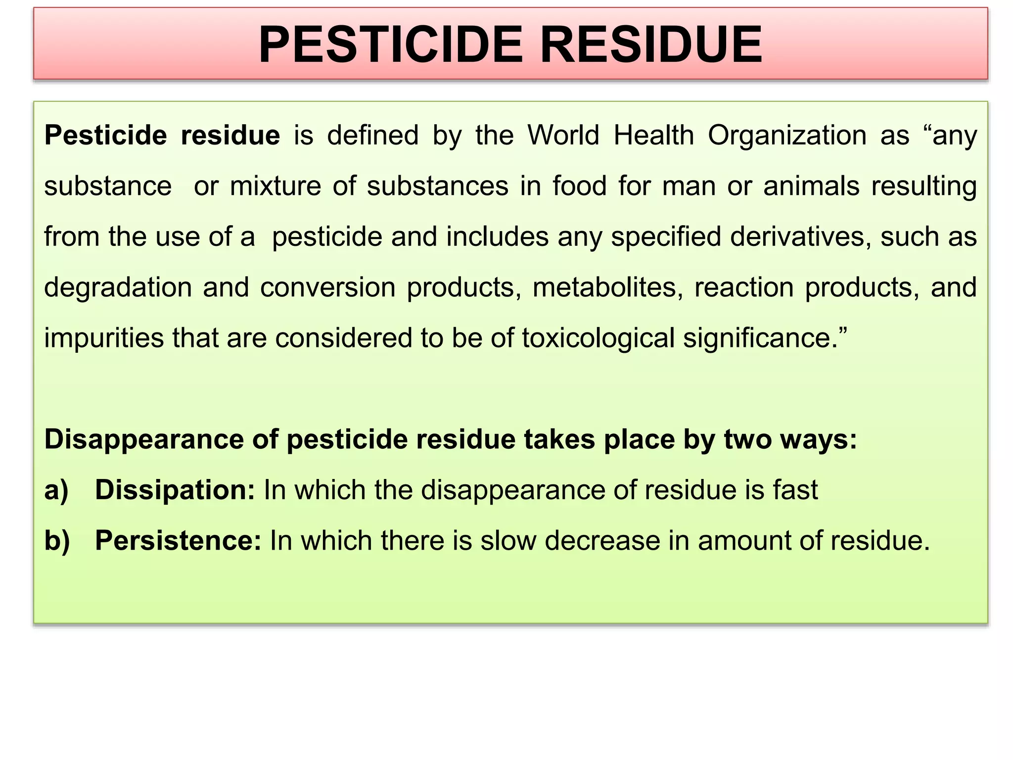 IMPACT OF PESTICIDE RESIDUE IN AGRICULTURE | PPTX