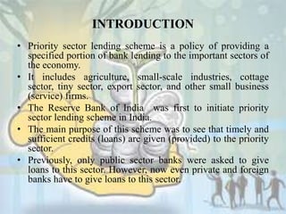 Impact of priority sector lending on indian economy | PPTX
