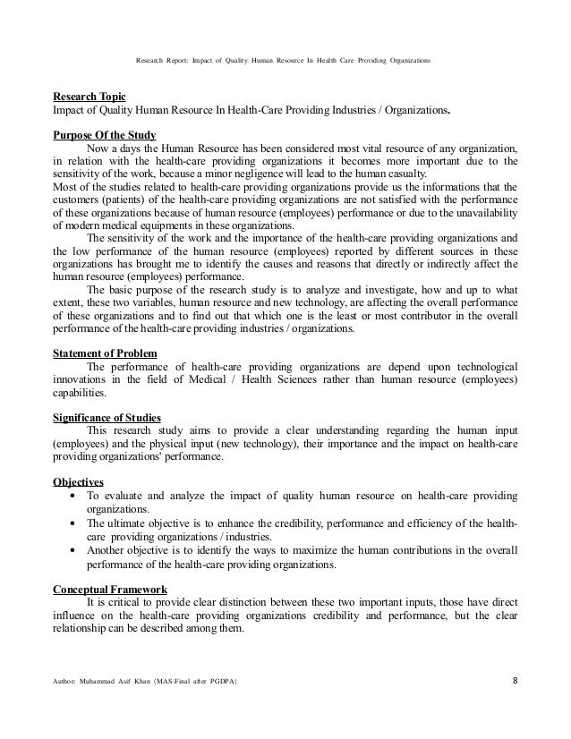 Impact of quality human resource on health care providing industries-…