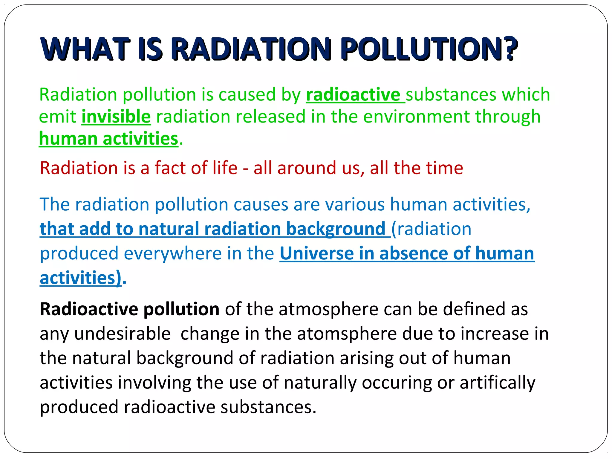 Impact of radiation pollution on human health siri | PPT