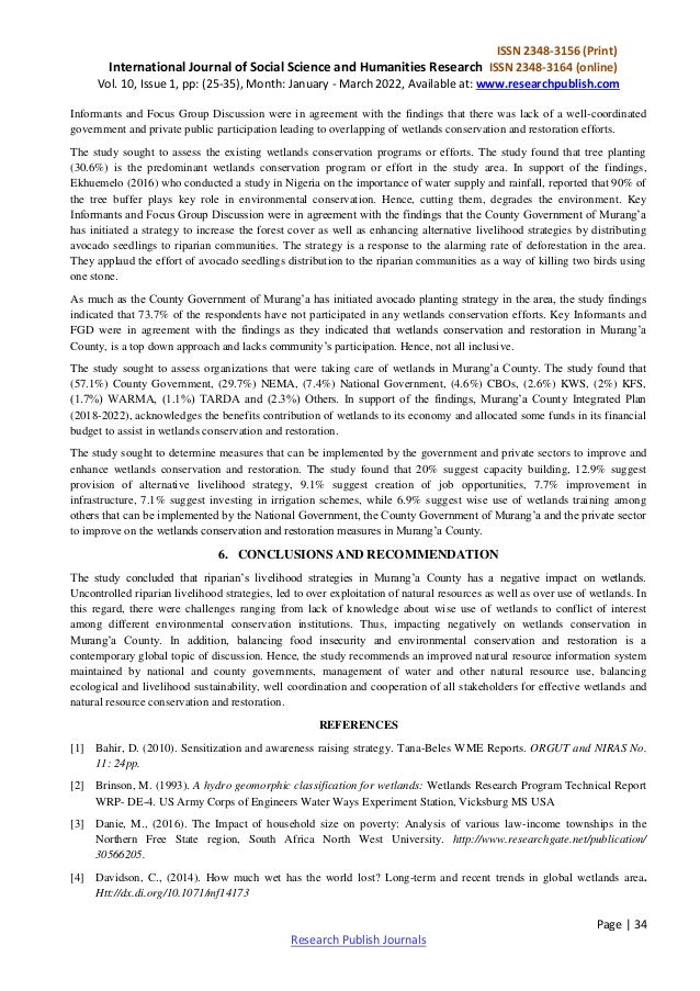 IImpact of Riparian Community’s livelihood strategies on Wetlands ...