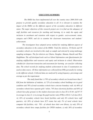 Impact of RMSA on School Improvement at Secondary Level in Jharkhand ...