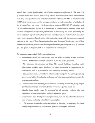 Impact of RMSA on School Improvement at Secondary Level in Jharkhand ...