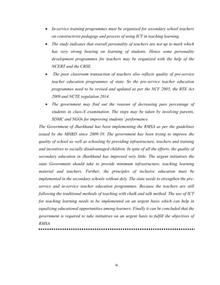 Impact of RMSA on School Improvement at Secondary Level in Jharkhand ...