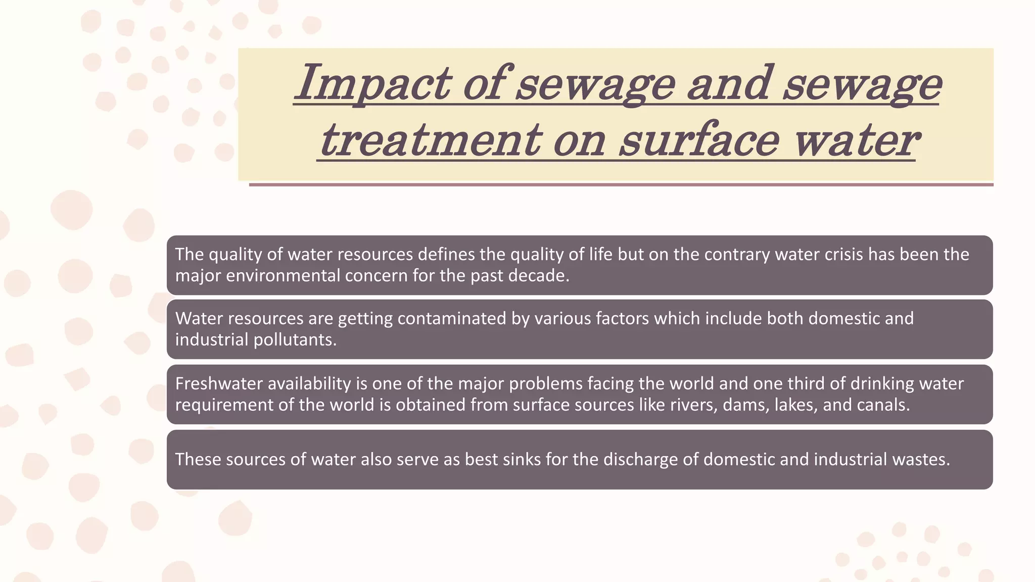 Impact of sewage and sewage treatment on surface | PPTX