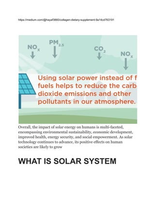 Impact of solar energy on human. environment benefitt | PDF