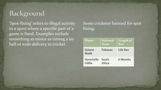Impact of spot fixing on cricket | PPTX