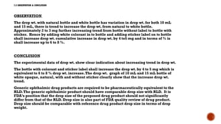 Impact of sticker label and bottle colorant on drop wt. for ophthalmic ...