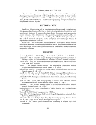 Impact Of Strategic Planning On Organizational Performance. A Survey | PDF