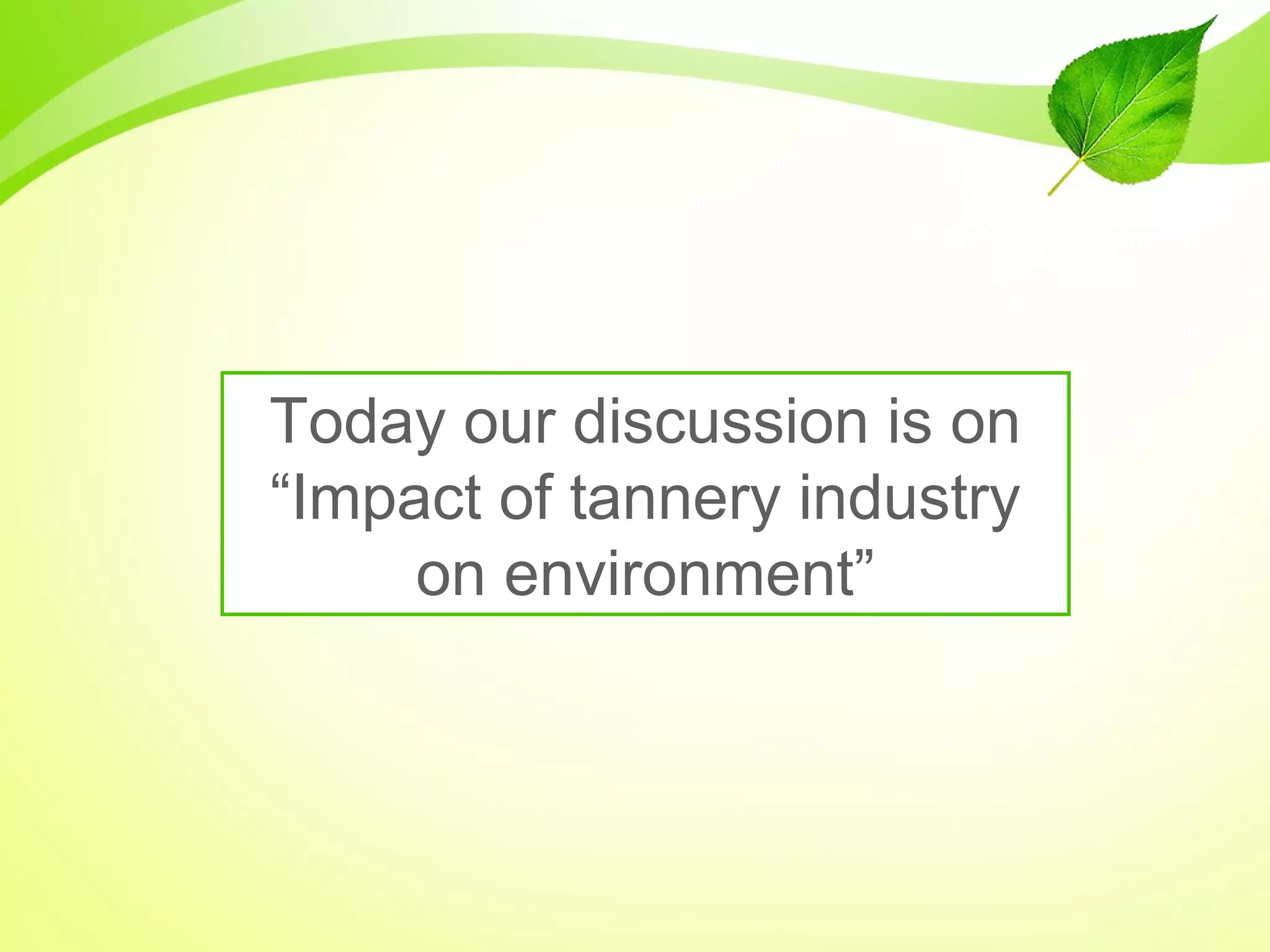 Impact of tannery industry on environment | PPT