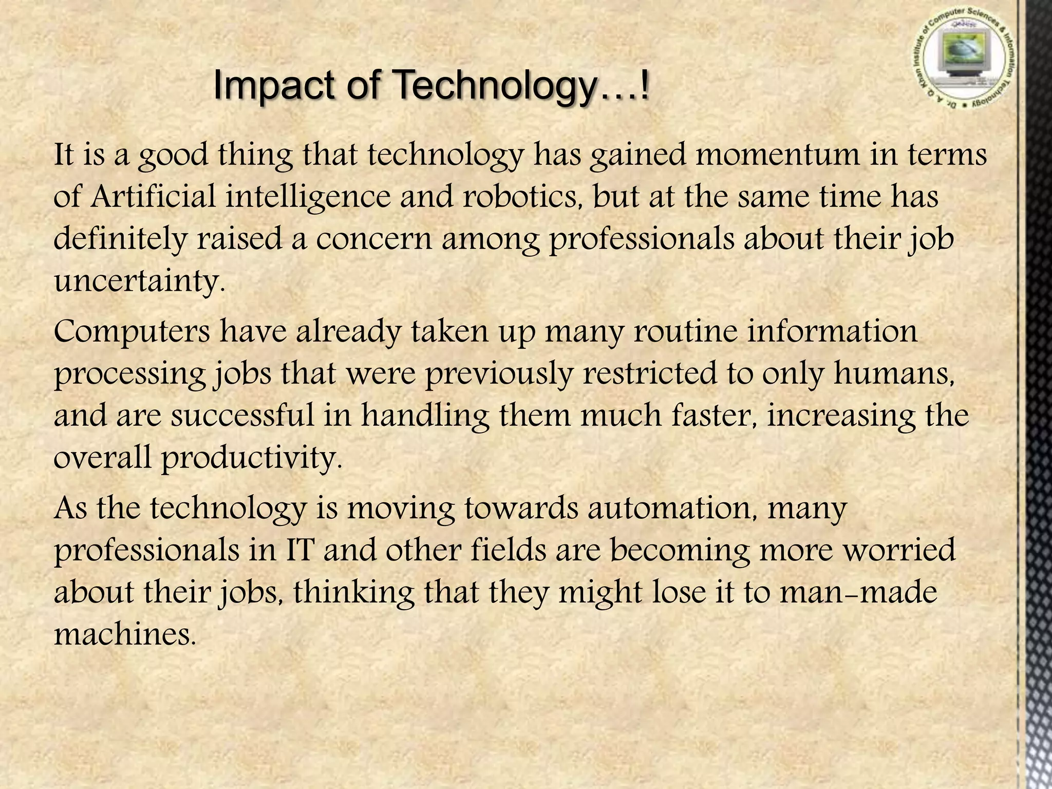 Impact of Technology on Job | PPTX