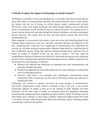 Impact of technology on social conduct | PDF