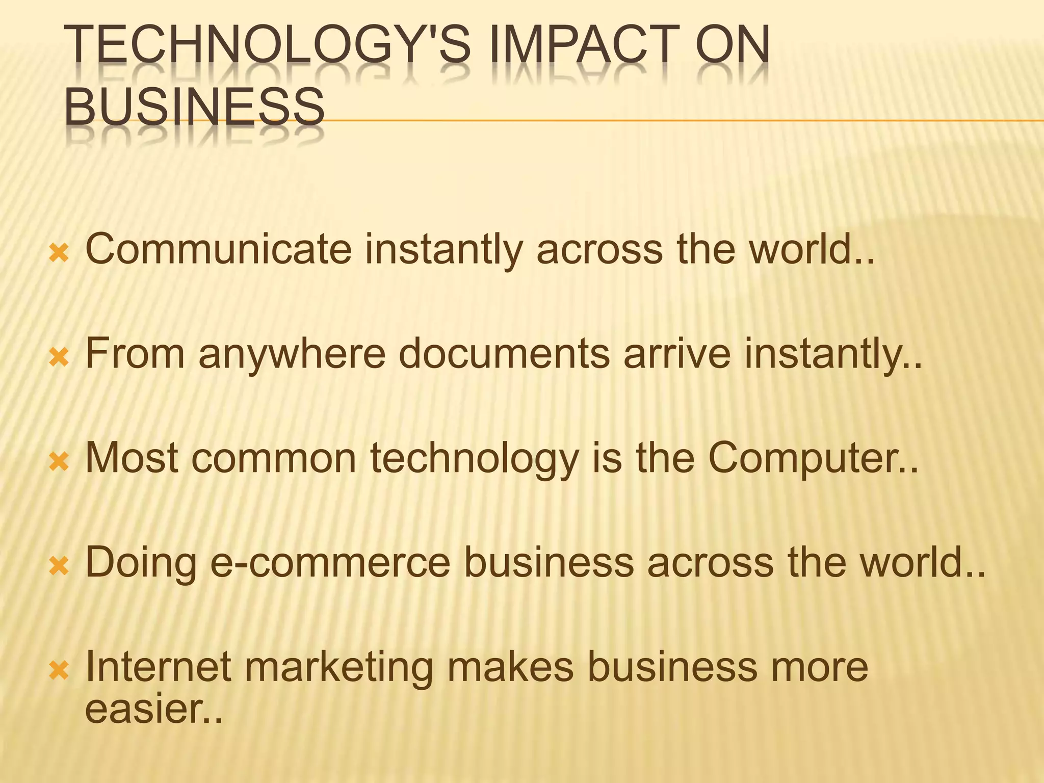 Impact of techonology in international business | PPT