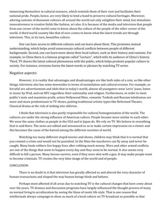 Impact of Television on Culture | DOCX