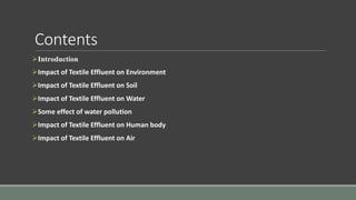 Impact of textile effluent on environment | PPTX