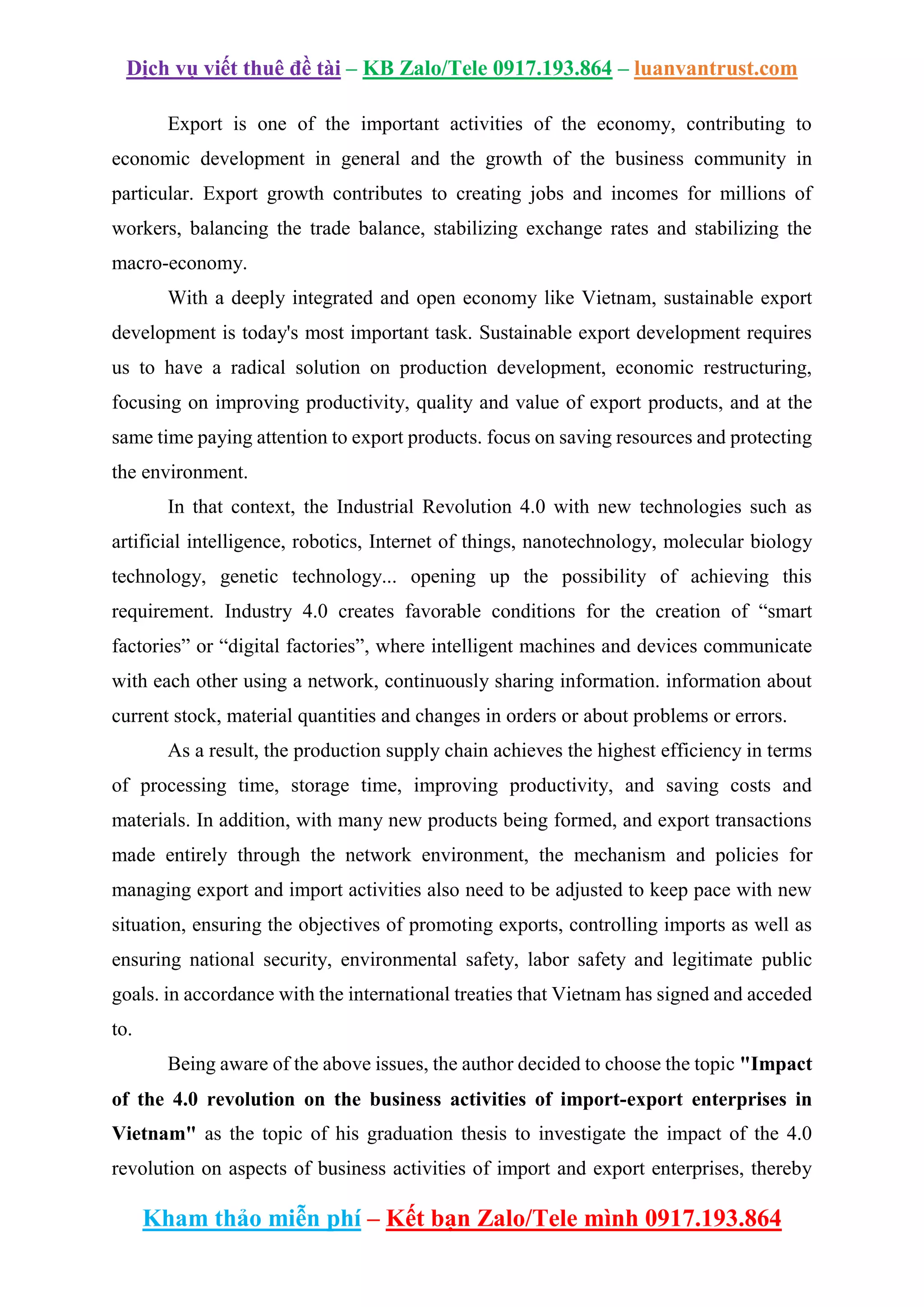 Impact Of The 4.0 Revolution On Business Activities Of Import-Export ...
