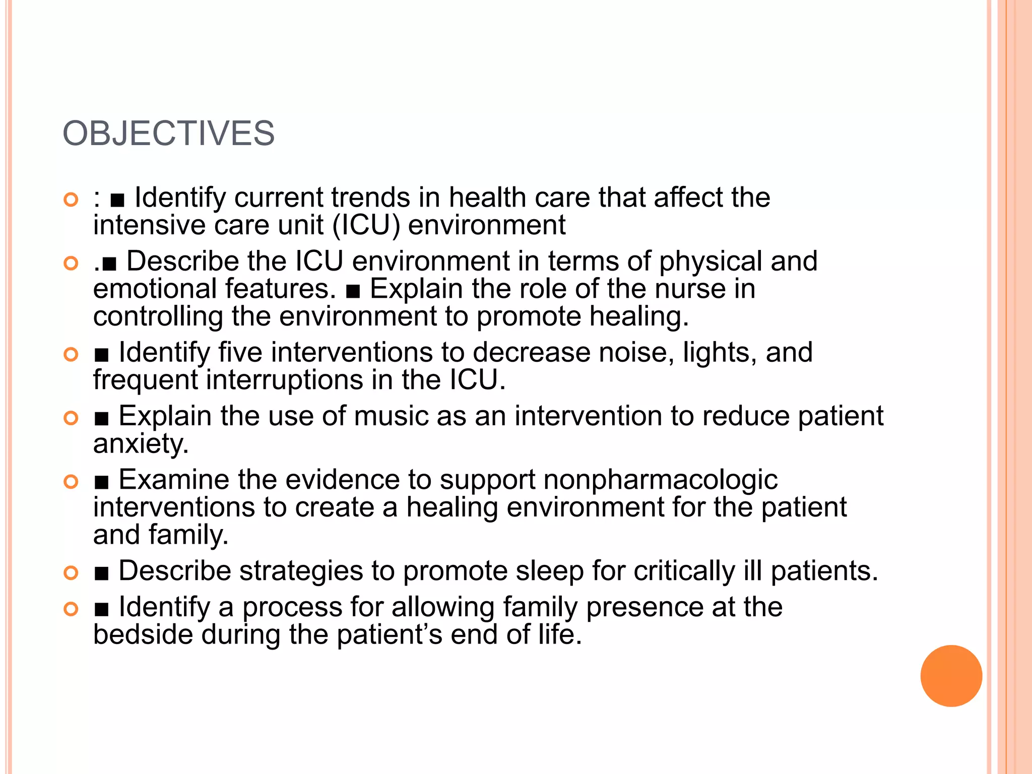 Impact Of The Critical Care Environment On Patient Pptx