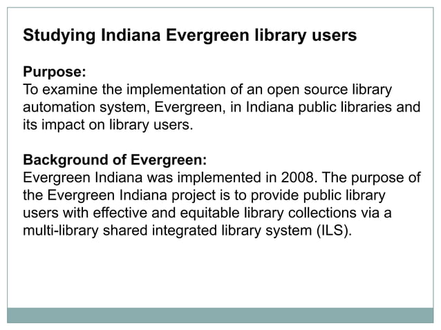 Impact of the evergreen library automation system on public library ...