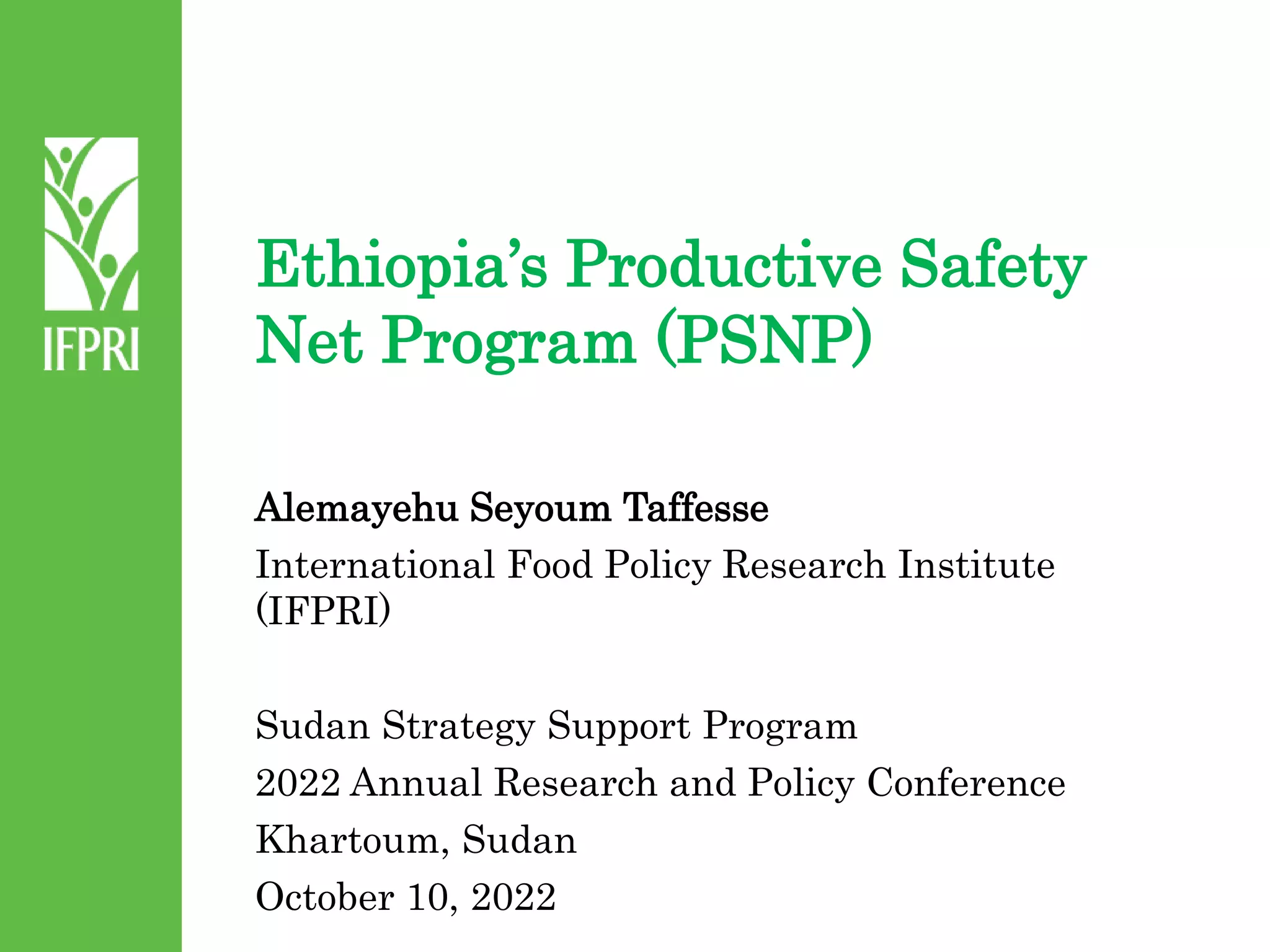 Impact of the PSNP (2006-2021) | PPTX