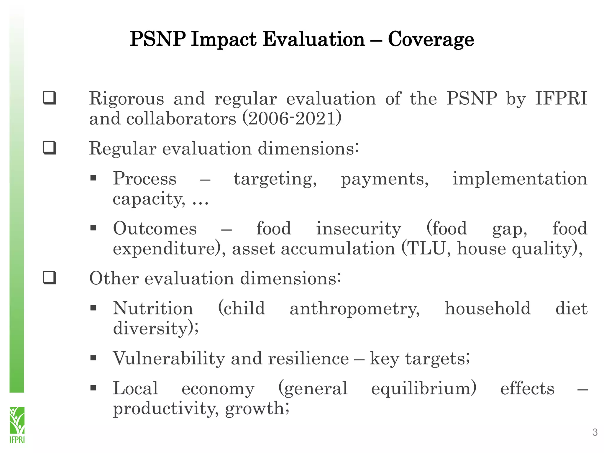 Impact of the PSNP (2006-2021) | PPTX
