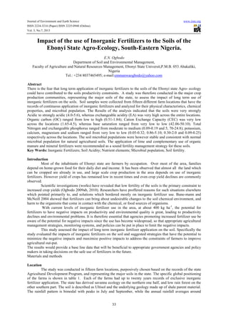 Impact of the use of inorganic fertilizers to the soils of the ebonyi ...