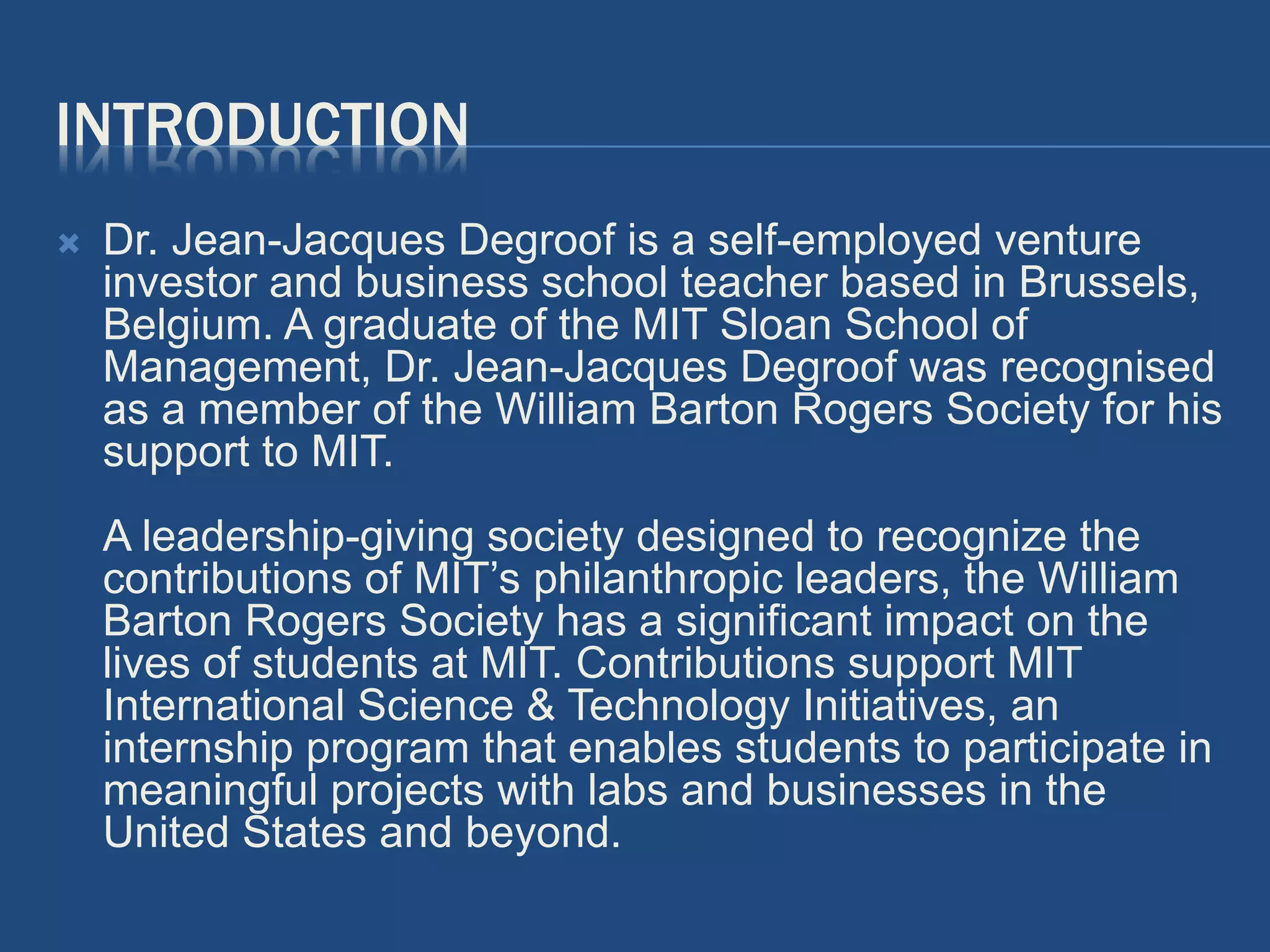 Impact of the William Barton Rogers Society at MIT | PPTX