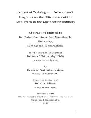 Impact of Training and Development Programs on the Efficiencies of the ...