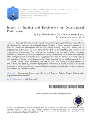 Impact of training and development on organizational | PDF