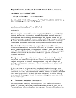 Impact of transition from voice to data and multi media business in ...