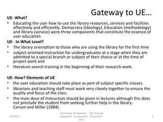 Impact of user education programmes in the library | PPT