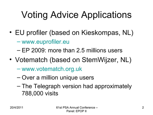 Impact of voting advice applications (VAAs) on voting behaviour | PPT