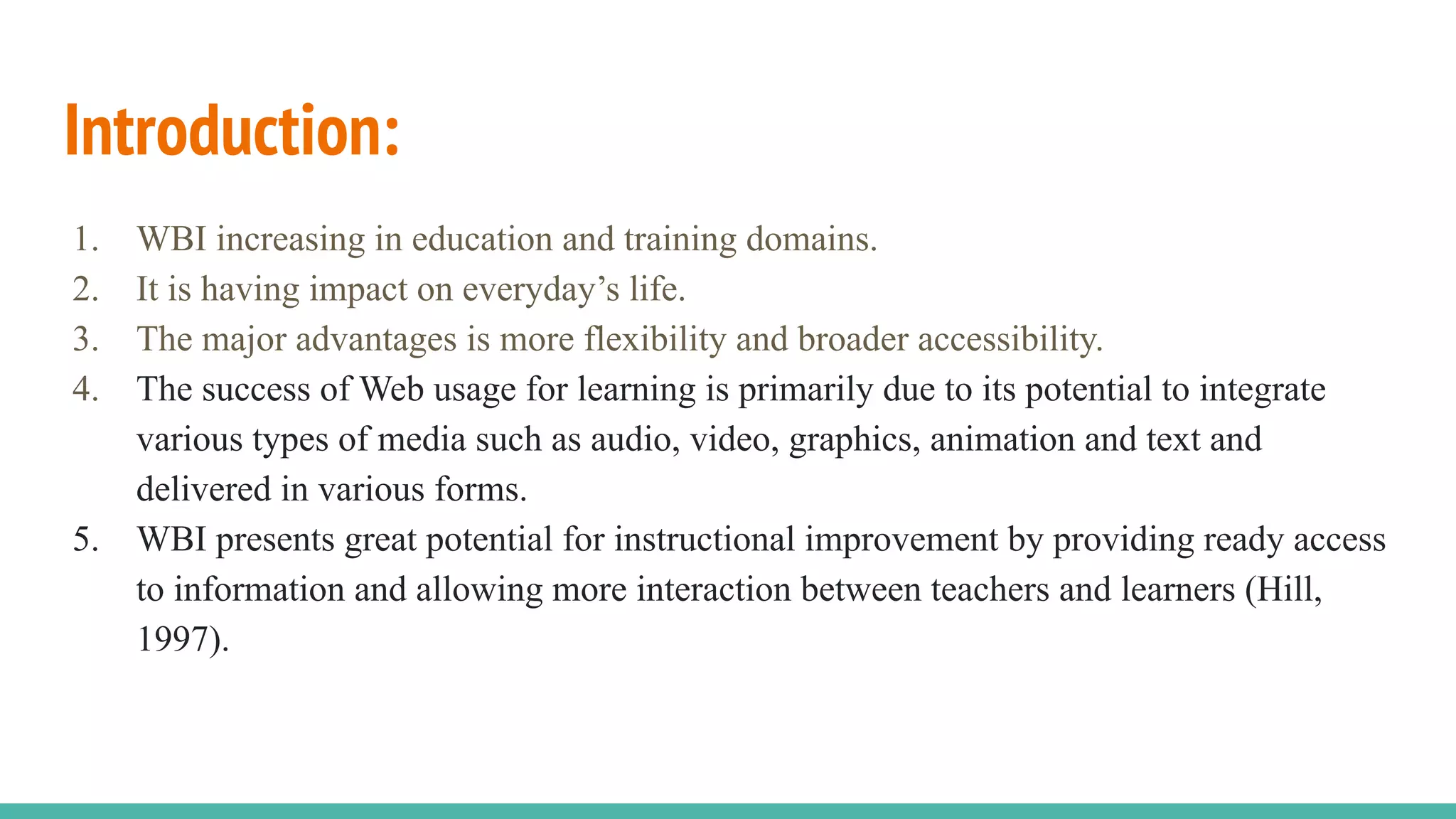 Impact of web based instruction (wbi) | PPT